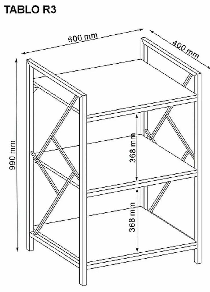Regál Tablo 03 100 cm dub přírodní/černý