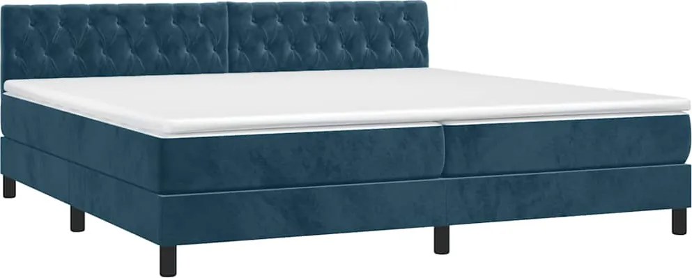 Box spring postel s matrací tmavě modrá 200x200 cm samet 3141507