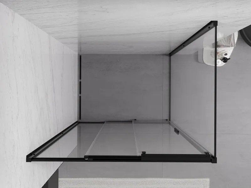 Mexen Exo, posuvná sprchová kabina, dveře 95 cm + boční stěna 100 cm, transparentní sklo, černá, 8153-095-100-70-00