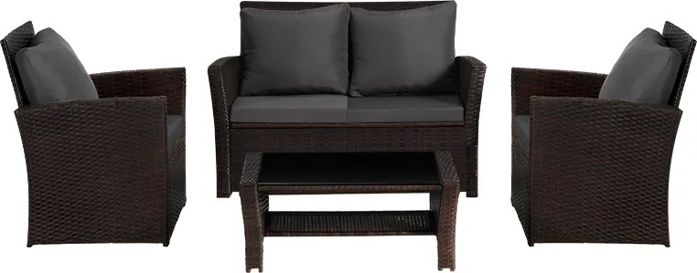 Velaco Ratanový zahradní nábytek Lagos, 4 osoby, hnědý