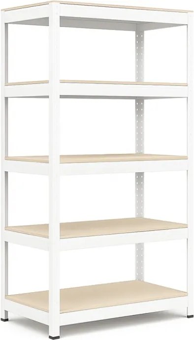 Regál 180x75x40 cm lakovaný 5-policový, nosnost 875 kg - bílý