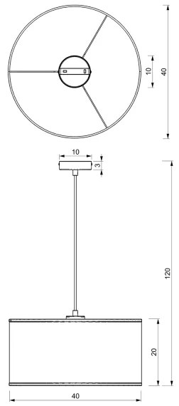 Lustr na lanku LOFT SHADE 1xE27/60W/230V pr. 40 cm bílá/zlatá