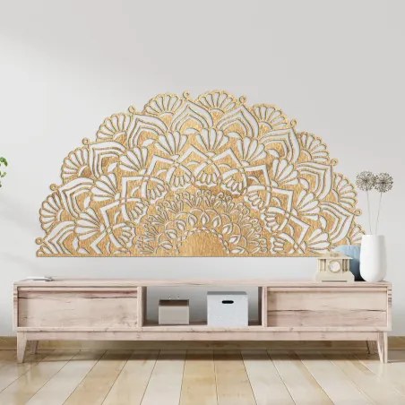 Luxusní dřevěný obraz mandaly - Elegantní nástěnná dekorace I SENTOP PR0371