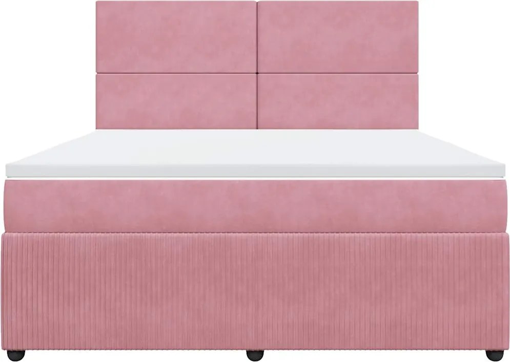Box spring postel s matrací růžová 180x200 cm samet 3292405