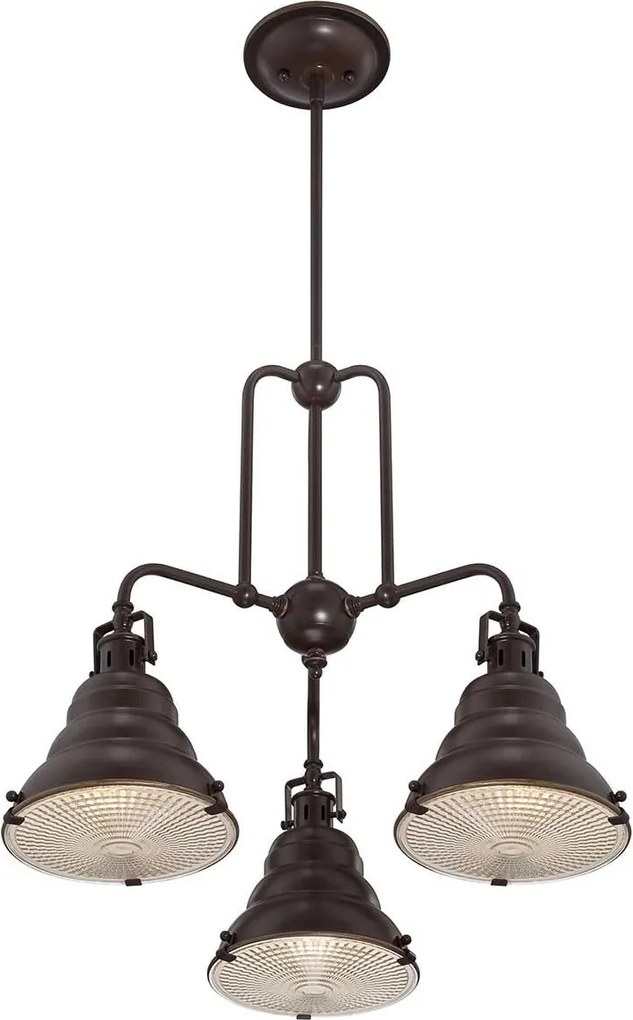 Elstead Industriální tříramenný lustr Quoizel Eastvale Palladianský bronz 3x E27