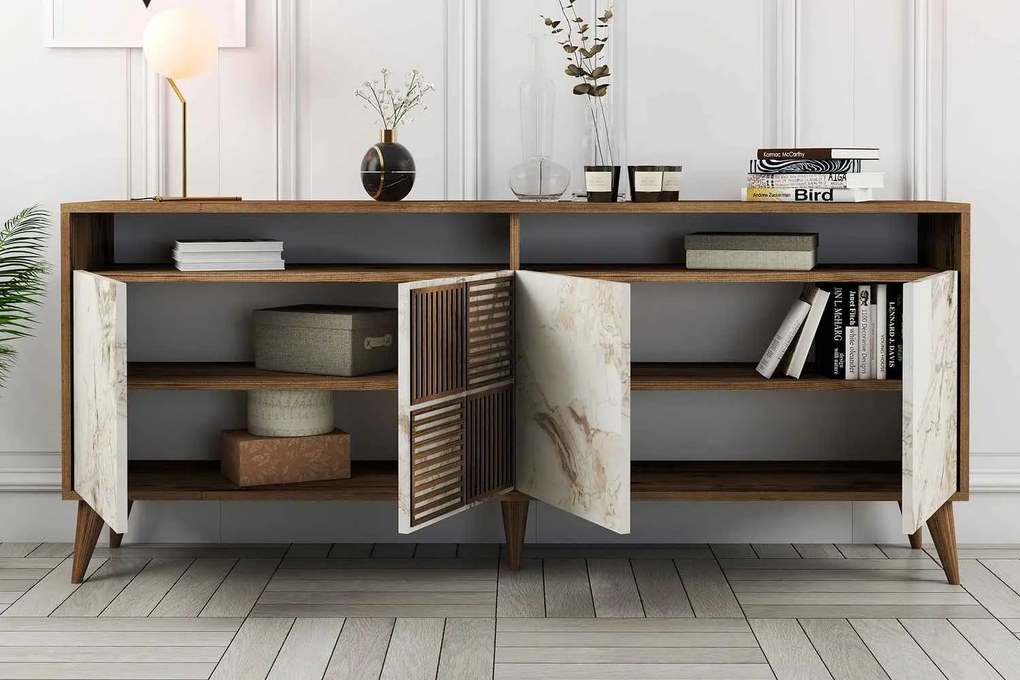 Designová komoda Cadelaria 180 cm vzor bílý mramor