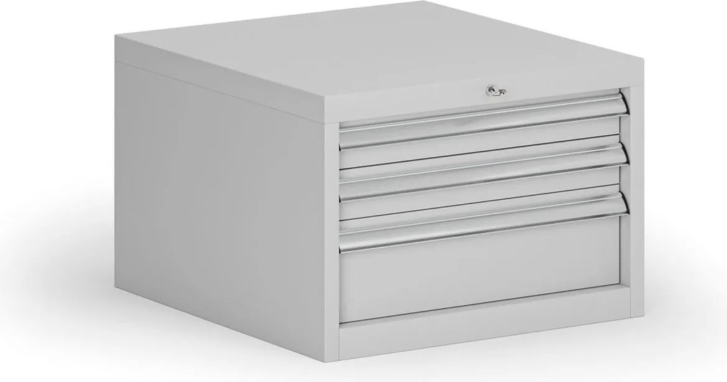 Závěsný dílenský box ke stolu G8, 3 zásuvky, 560 x 600 x 383 mm, šedá