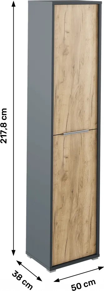 Vysoká skříň s policemi, grafit / dub artisan, RIOMA NEW TYP 06