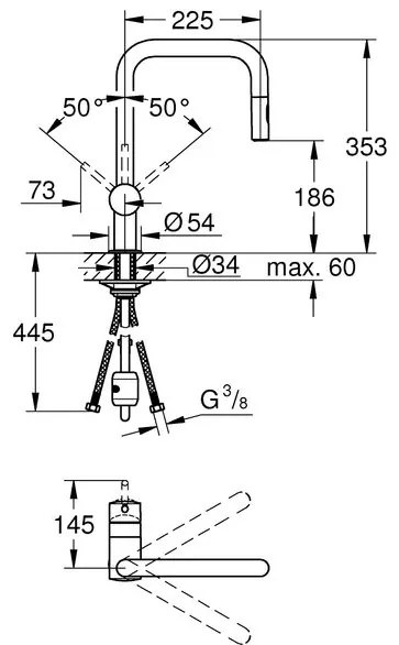 Grohe Minta Dřezová baterie, vytahovací koncovka, kartáčovaný Hard Graphite 32322AL2