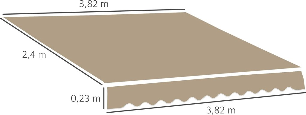 Náhradní plachta pro slunečník Outsunny - S jemnými vlnkami - Vysoce hustý polyester 280 g/m² s UV ochranou 3,82L x 2,4W (výložník) m Beige