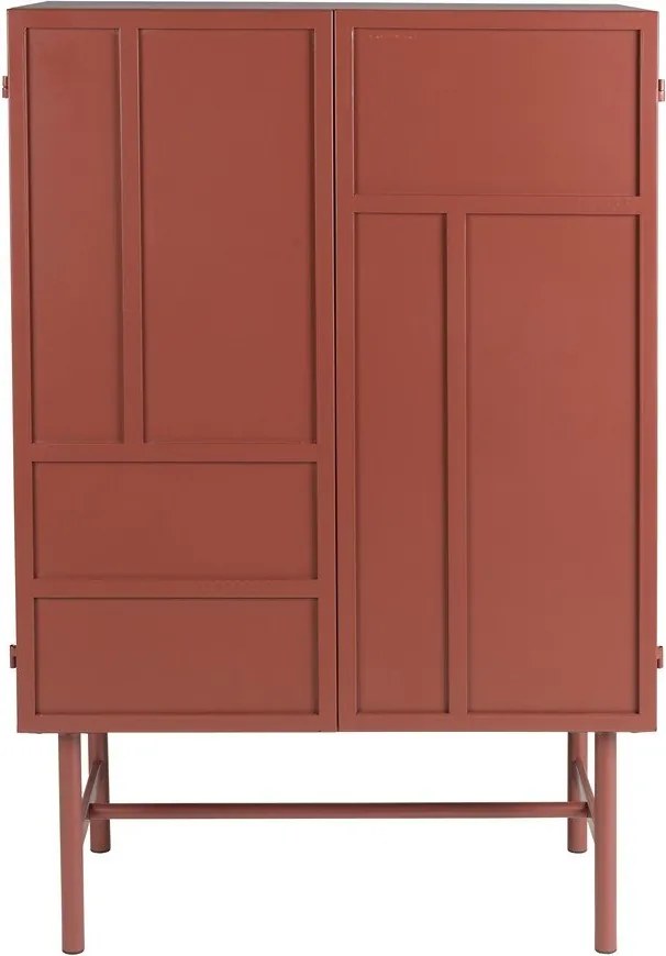 Červená kovová skříňka 70x105x35 cm Davis – White Label
