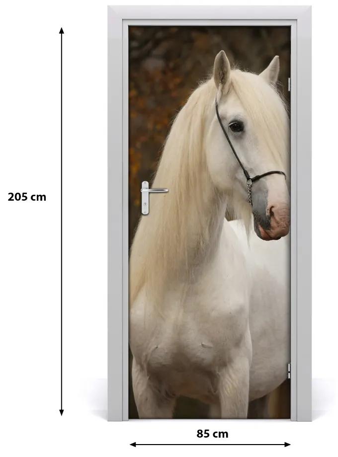 Samolepící fototapeta na dveře Bílý kůň 85x205 cm