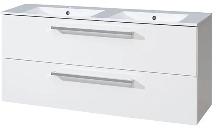 Mereo Mereo, Bino, koupelnová skříňka s keramickým umyvadlem 121 cm, bílá, dub, CN663