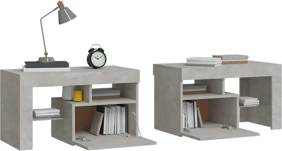 Noční stolky 2 ks s LED osvětlením betonově šedé 70x36,5x40 cm 3152773