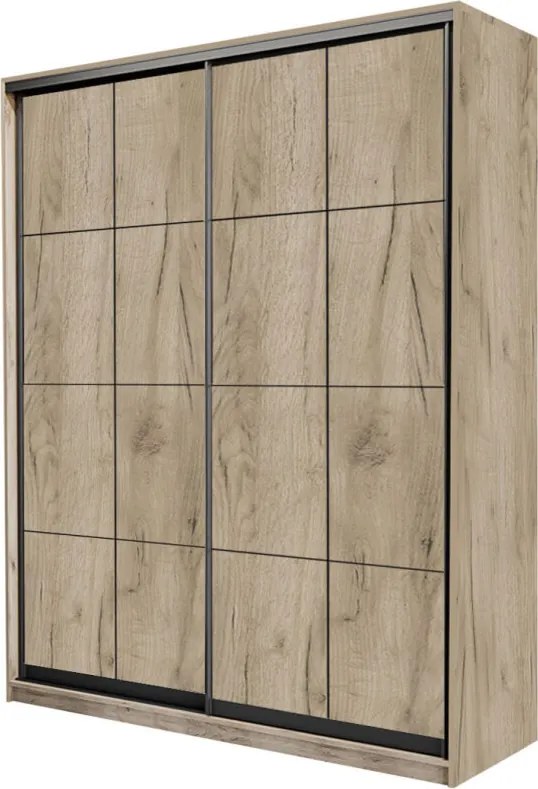 Skříň 2D Loft 1500x2400x600, 2 DTD Lines BL, Dub kraft šedý