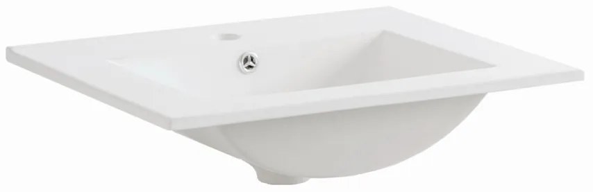 COMAD Stojatá skříňka s umyvadlem - BALI 821 white, šířka 80 cm, matná bílá/lesklá bílá/dub votan