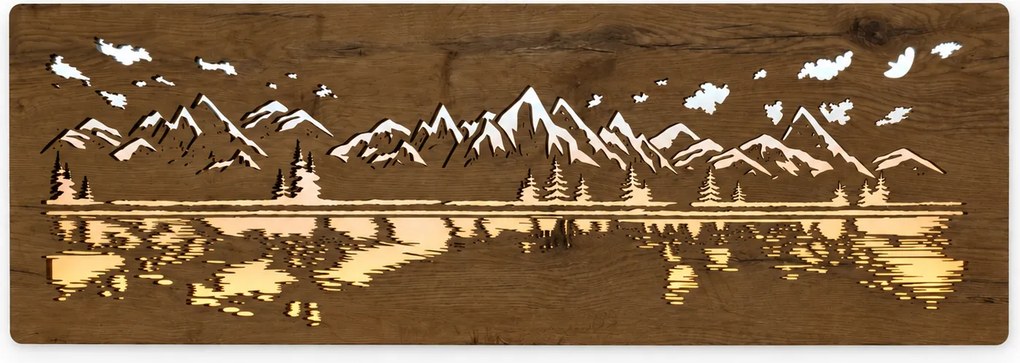 Li-Go "Jezero" světelný obraz s baterií 120x40 cm provedení povrchu: dub světlý