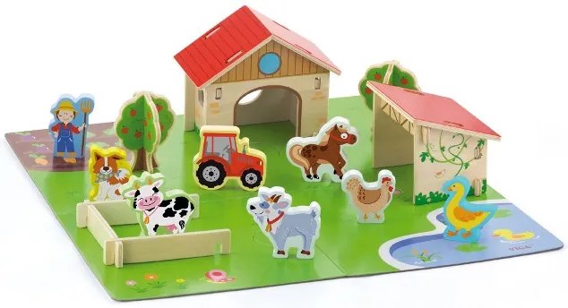 Dětské dřevěné 3D puzzle Viga Farma Barva: multicolor