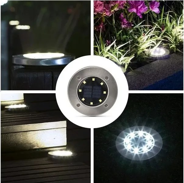 Zaparkorun Solární zahradní LED světla - 8 LED - studená bílá - 8 ks