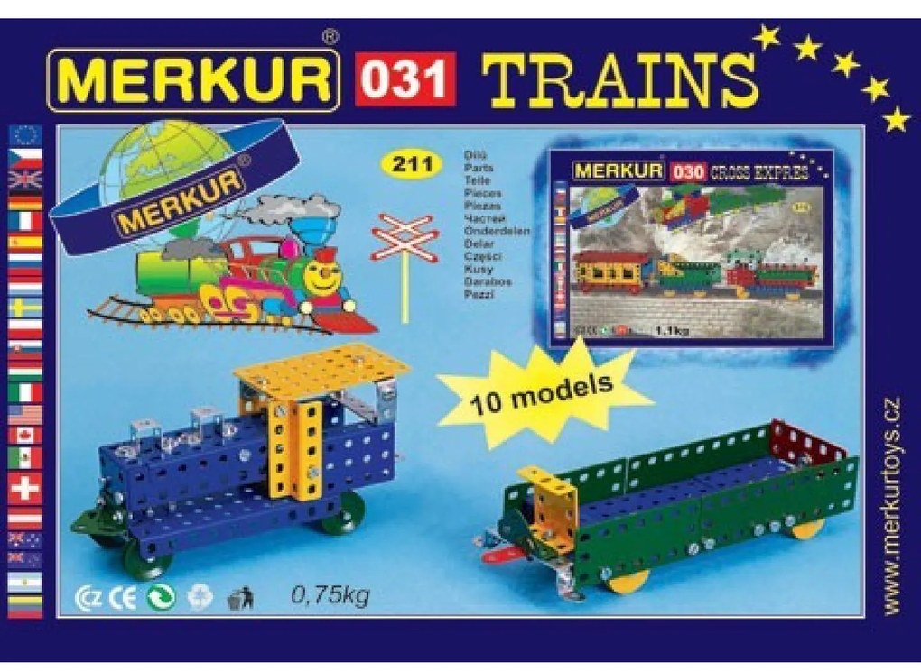 Merkur 31 trains železniční modely - 10 modelů, 211 dílů
