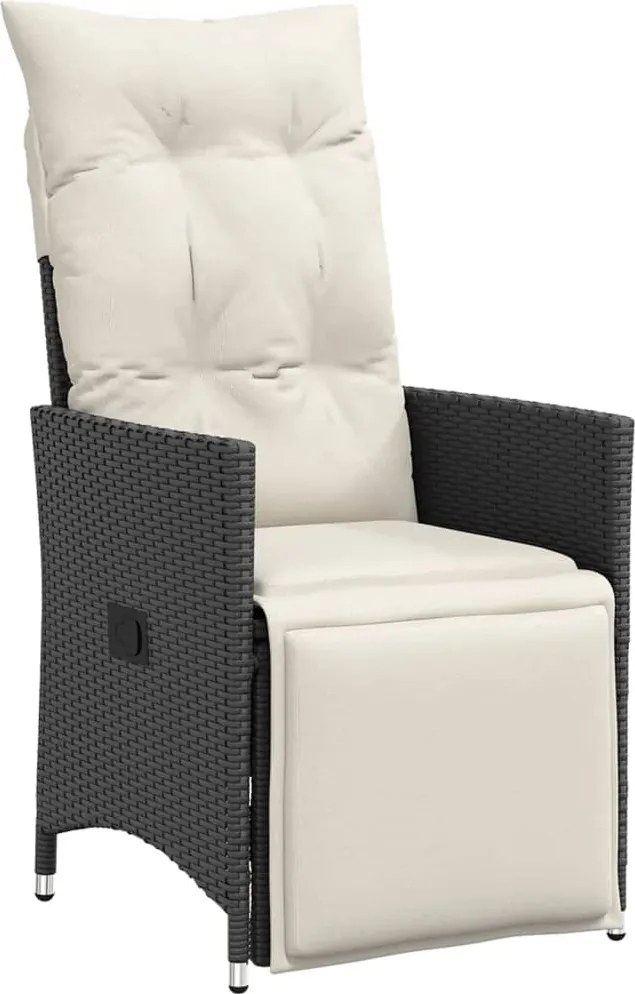3dílný bistro set s poduškami černý polyratan 3276855