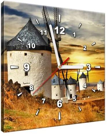 Tištěný obraz s hodinami Větrné mlýny ve Španělsku 30x30cm ZP2352A_1AI