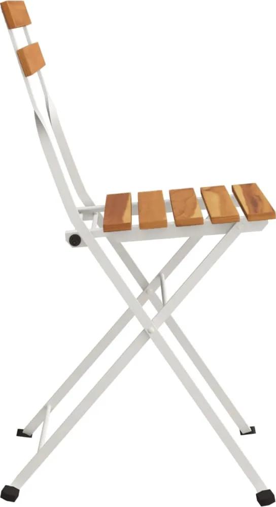 vidaXL Skládací zahradní židle 6 ks ocel a masivní akáciové dřevo [3152108] Barva: Bílá