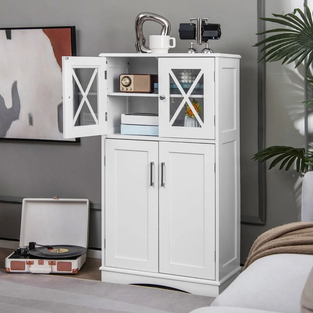 Costway WC skříňka do koupelny, na prádlo s dvířky – 60 × 30 – 60 × 30 × 108 cm