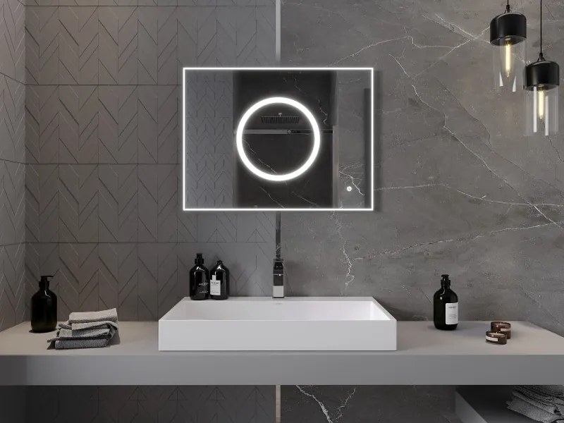 Mexen Koga, LED koupelnové zrcadlo s podsvícením 80 x 60 cm, 6000K, ochrana proti zamlžování, 9821-080-060-611-00