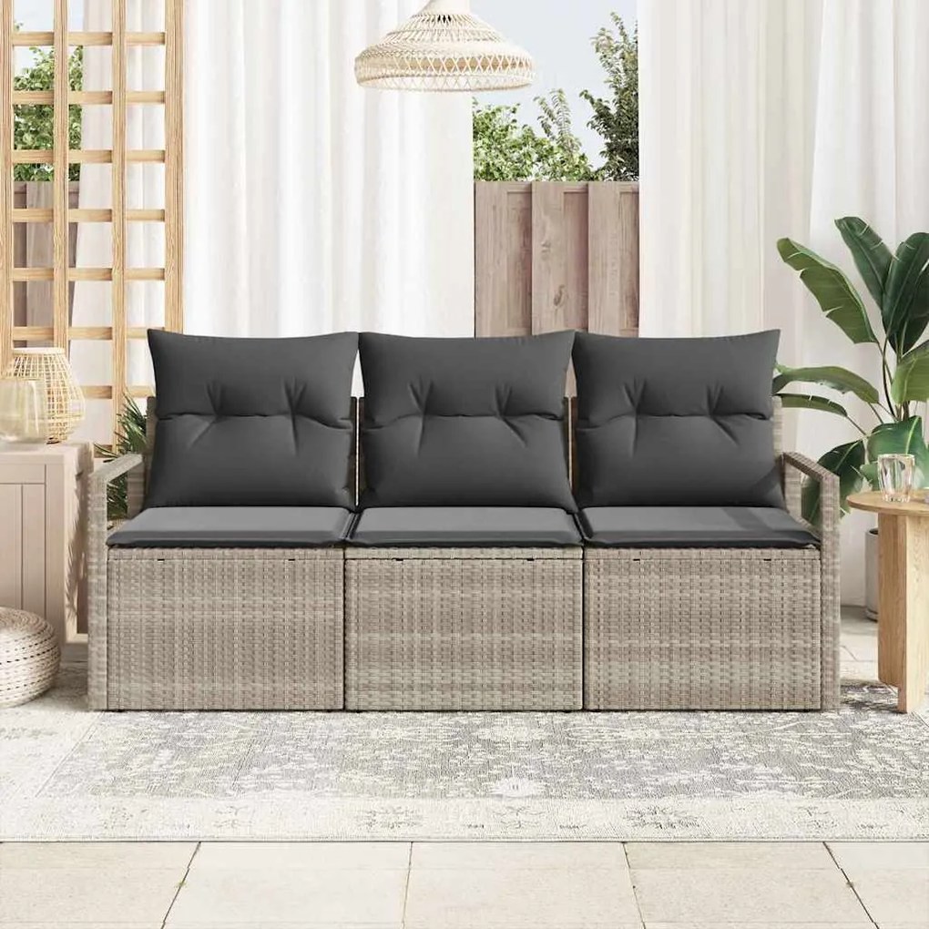 Set pohovek 3 ks Světle šedá polyratan 3346242