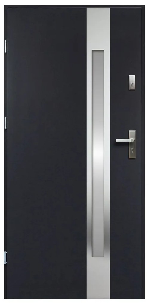 O.K. Doors® Vchodové dveře Hestia, 90 L, rozměr vč. zárubně: 1000 × 2070 mm, ocel, levé, antracit, prosklené
