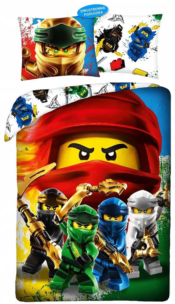 Halantex DĚTSKÉ BAVLNĚNÉ POVLEČENÍ LEGO NINJAGO 160X200 CM, 1KS 70X80 CM VZOROVANÉ