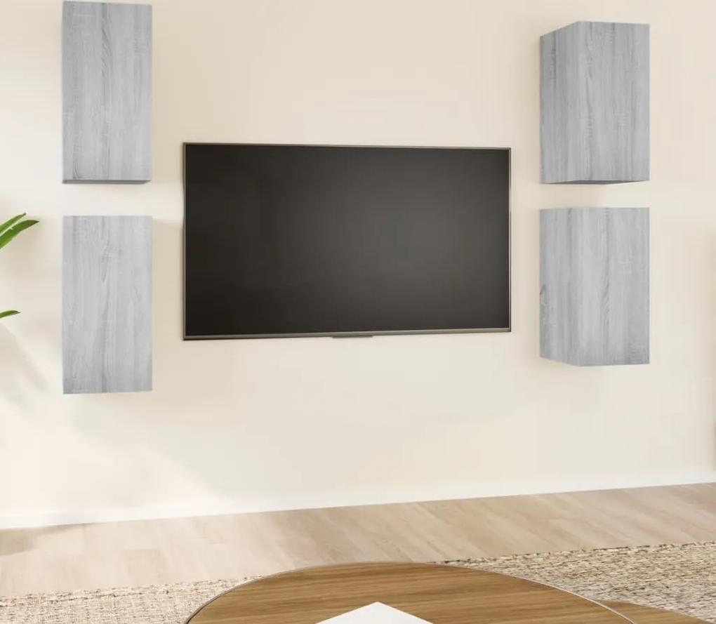 vidaXL TV skříňky 4 ks 30,5 x 30 x 60 cm kompozitní dřevo [3079160] Barva: kouřový dub
