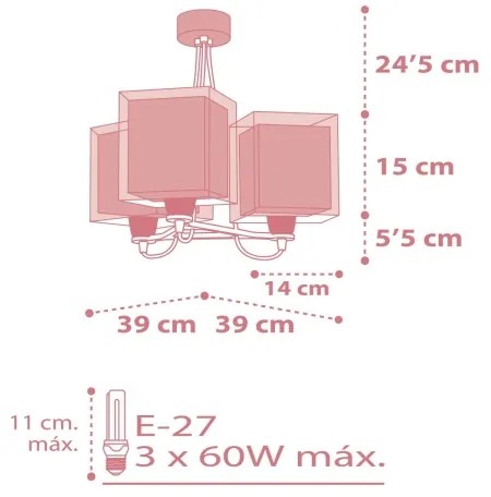 Dalber 63267S - Dětský lustr KOALA 3xE27/60W/230V
