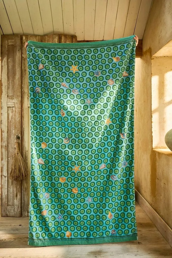 Pip Studio plážová osuška Sea Dots Beach 100x180cm, zelená (Beachtowel z bavlněného froté )