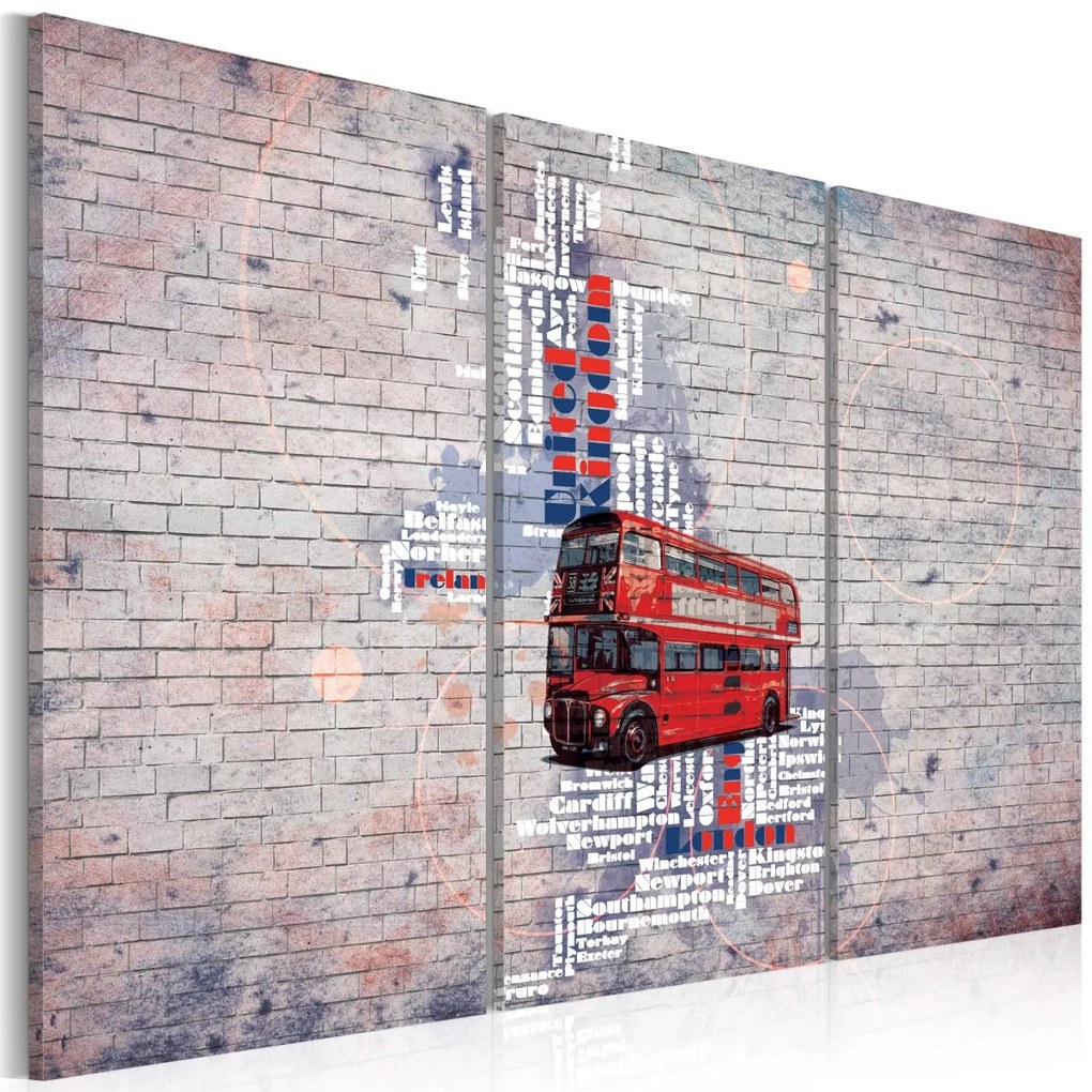 Obraz - Around the Great Britain by Routemaster - triptych - 60x40