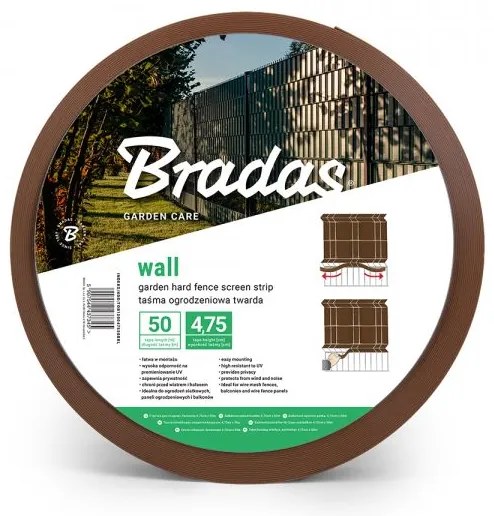 Bradas Stínící fólie na plot 4,75cm x 50m Brown 1200g/m2