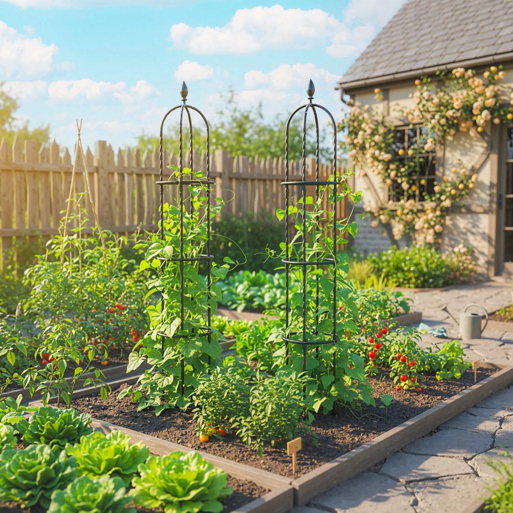 Zahradní podpěra pro popínavé rostliny sada 2 ks 174 cm obelisk Ocelová podpěra pro popínavé rostliny Odnímatelná podpěra pro popínavé rostliny Růže