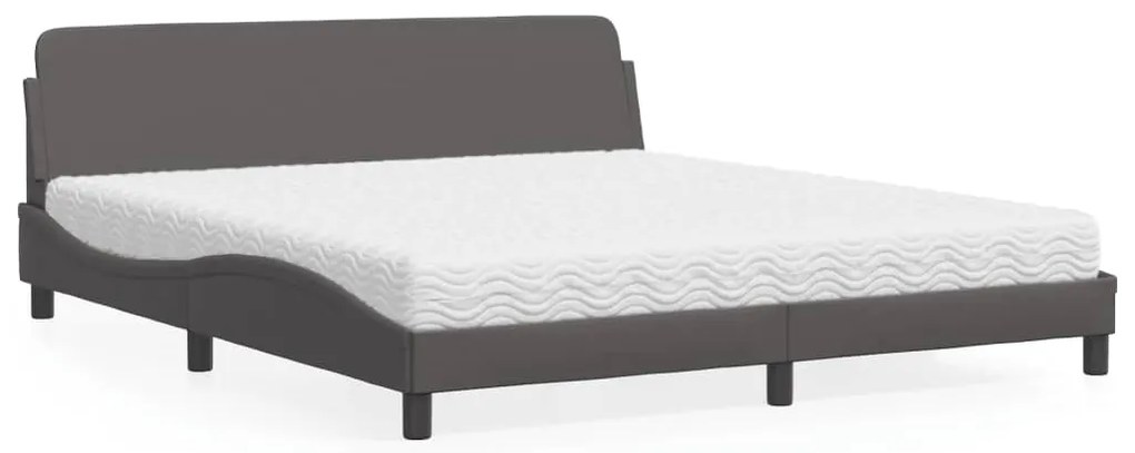Postel s matrací Dover šedá 180 x 200 cm umělá kůže 3208460