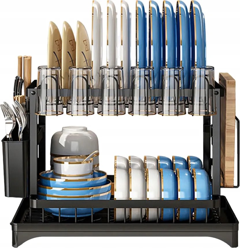 Velký Odkapávač Na Nádobí Černý Odkapávač Na Příbory 42*29*30 cm
