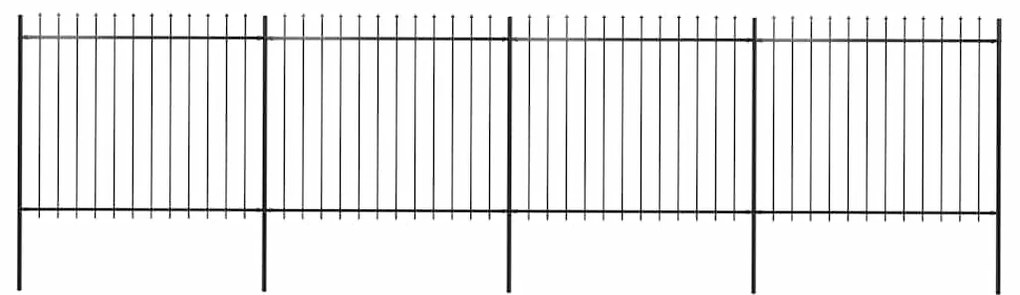 Zahradní plot s kopím nahoře ocelový 671 x 150 cm černý 277632