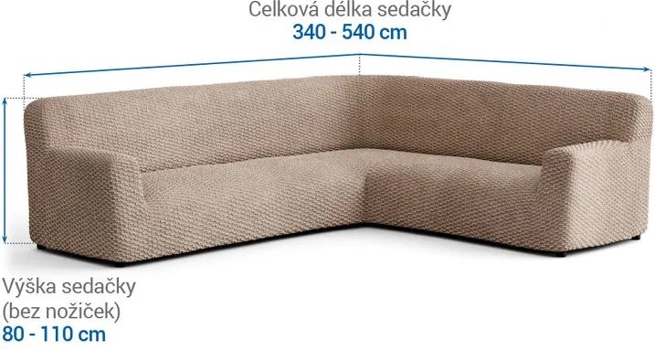 Bielastické potahy MOSAICO béžové rohová sedačka (š. 350 - 530 cm)