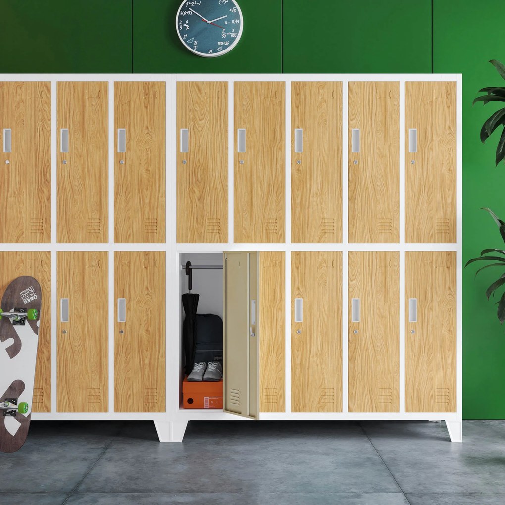 Šatní skříň 10-dveřová, bílá/zlatý dub, 1360x1720x450 mm: BARTEK Eco Design