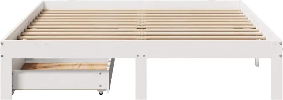 Rám postele se zásuvkami bílý 160 x 200 cm masivní borovice 3301953