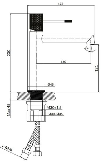 Cersanit S951-591 - Umyvadlová baterie ZEN 20 cm lesklý chrom