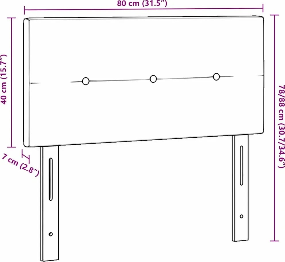 vidaXL LED hlavová deska s LED pásky Šedý 80 cm samet [3338091]