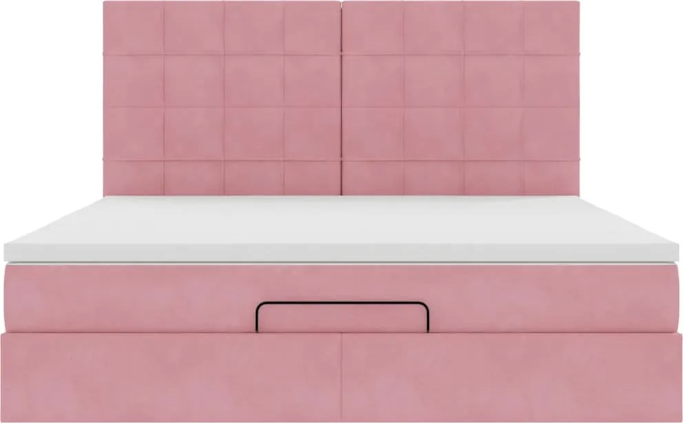 Osmanský rám postele s matracíes růžová 160x200cm samet 3313486