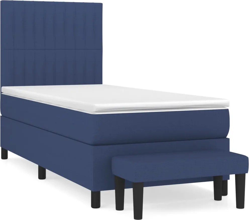Box spring postel s matrací modrá 90x200 cm textil 3136731