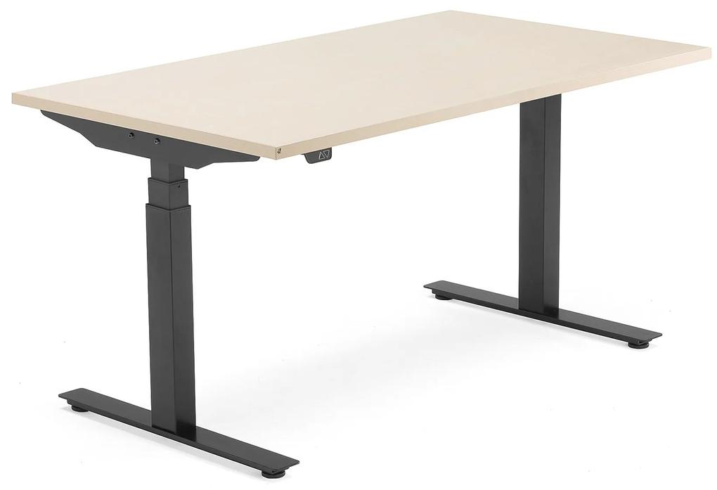 AJ Produkty Výškově nastavitelný stůl MODULUS SMART, 1400x800 mm, černý rám, bříza