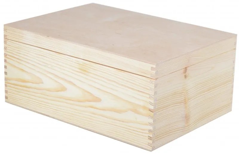 Dřevěná krabička s víkem - 25 x 20 x 15 cm, přírodní - 2. JAKOST!